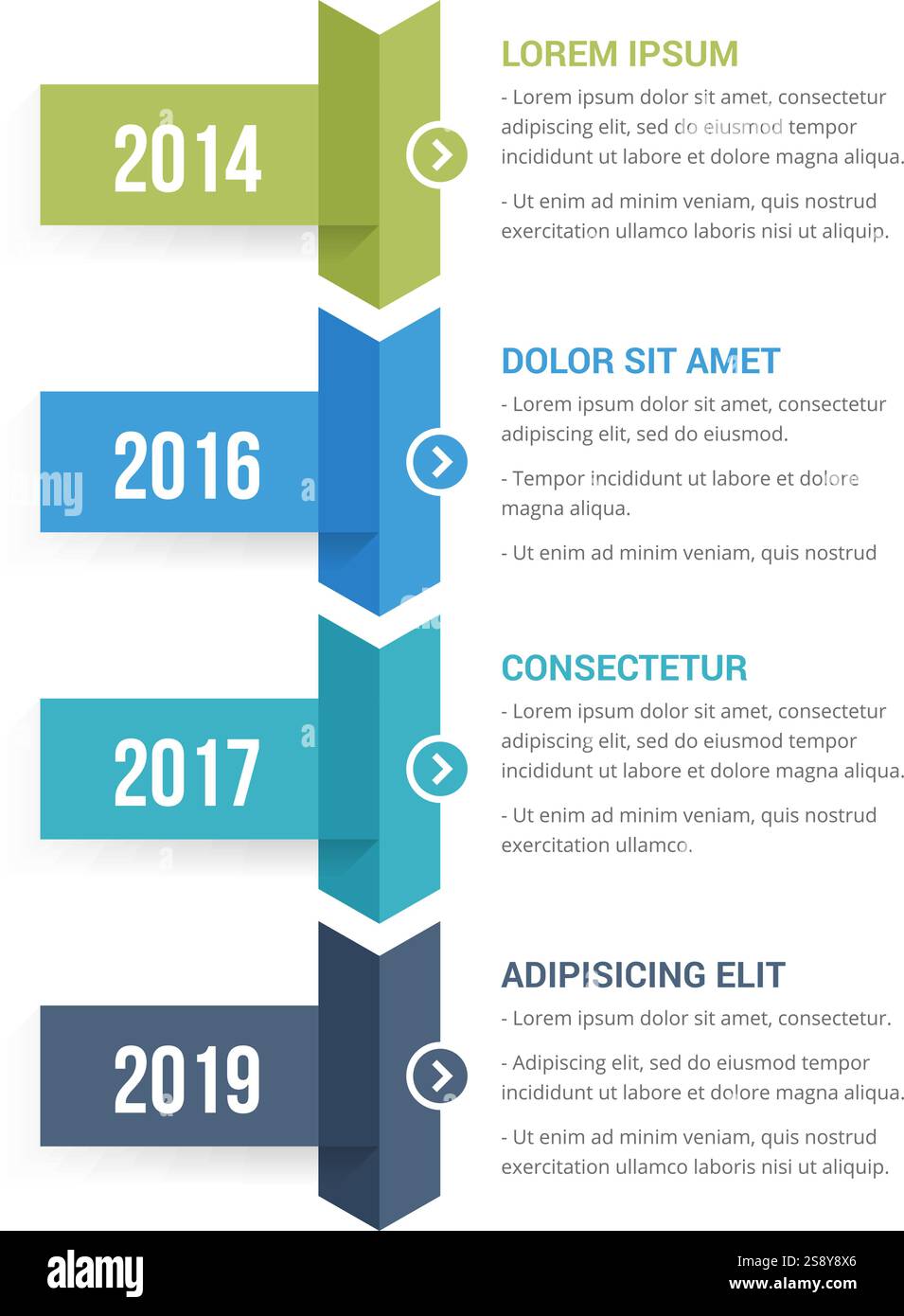 Vertical timeline infographics template with four arrows, vector eps10 ...