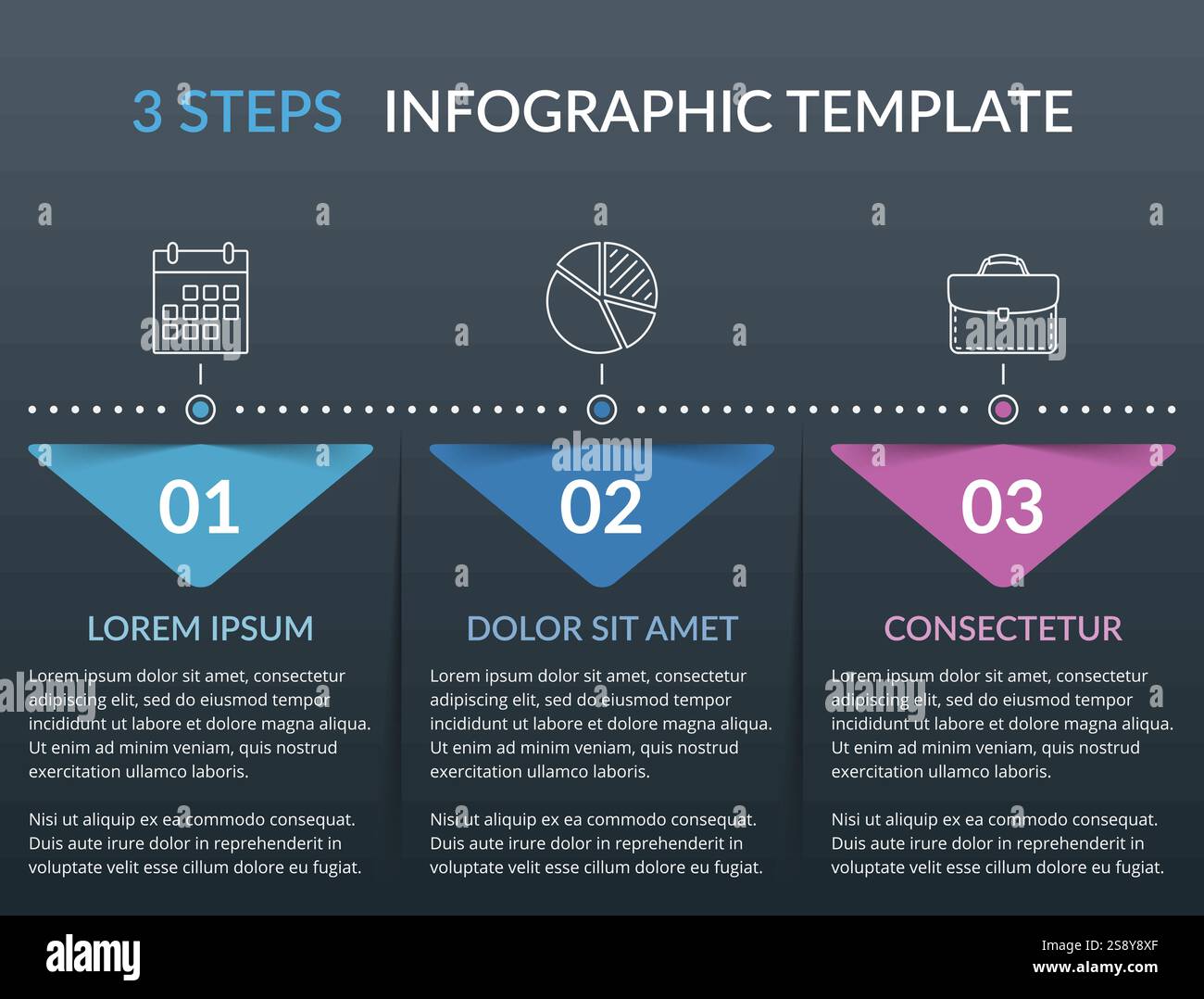 Infographic template with 3 steps, workflow, process chart, vector ...