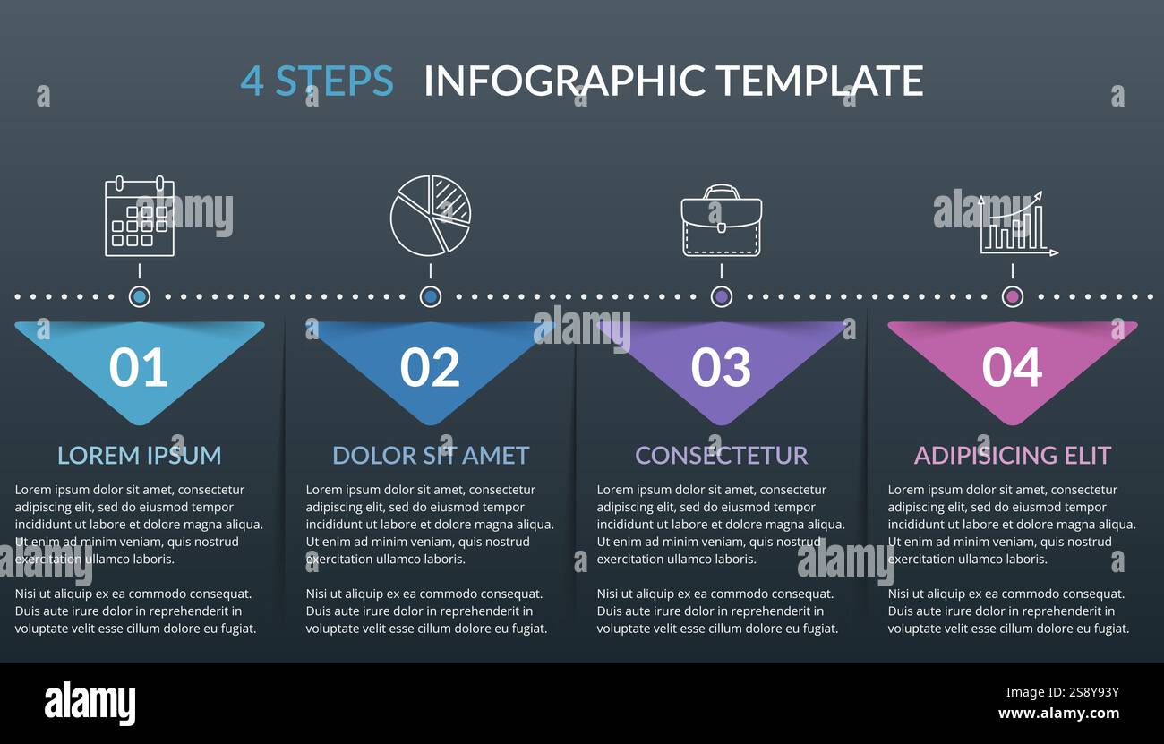 Infographic template with 4 steps, workflow, process chart, vector eps10 illustration Stock ...
