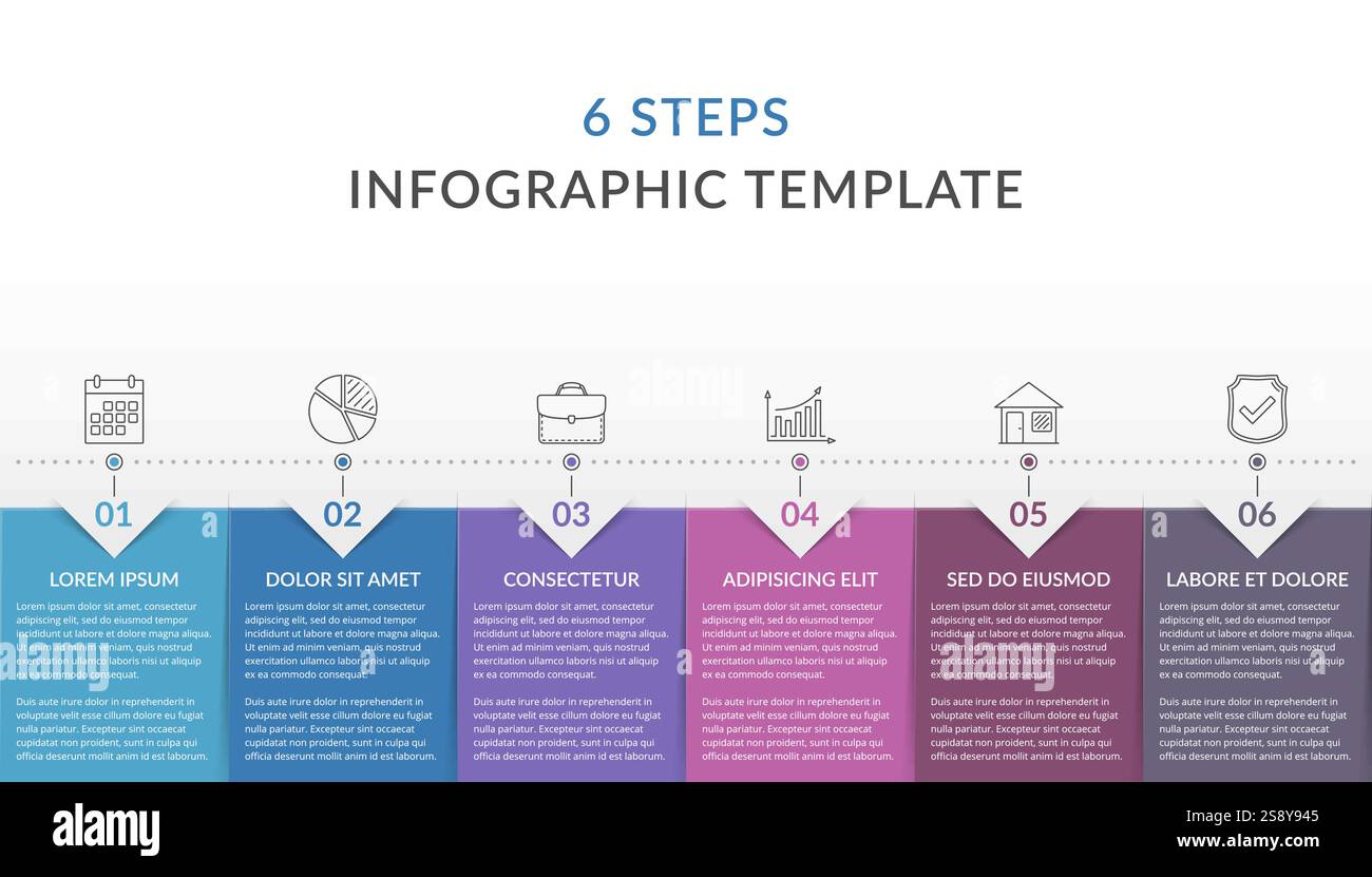 Infographic template with 6 steps, workflow, process chart, vector ...