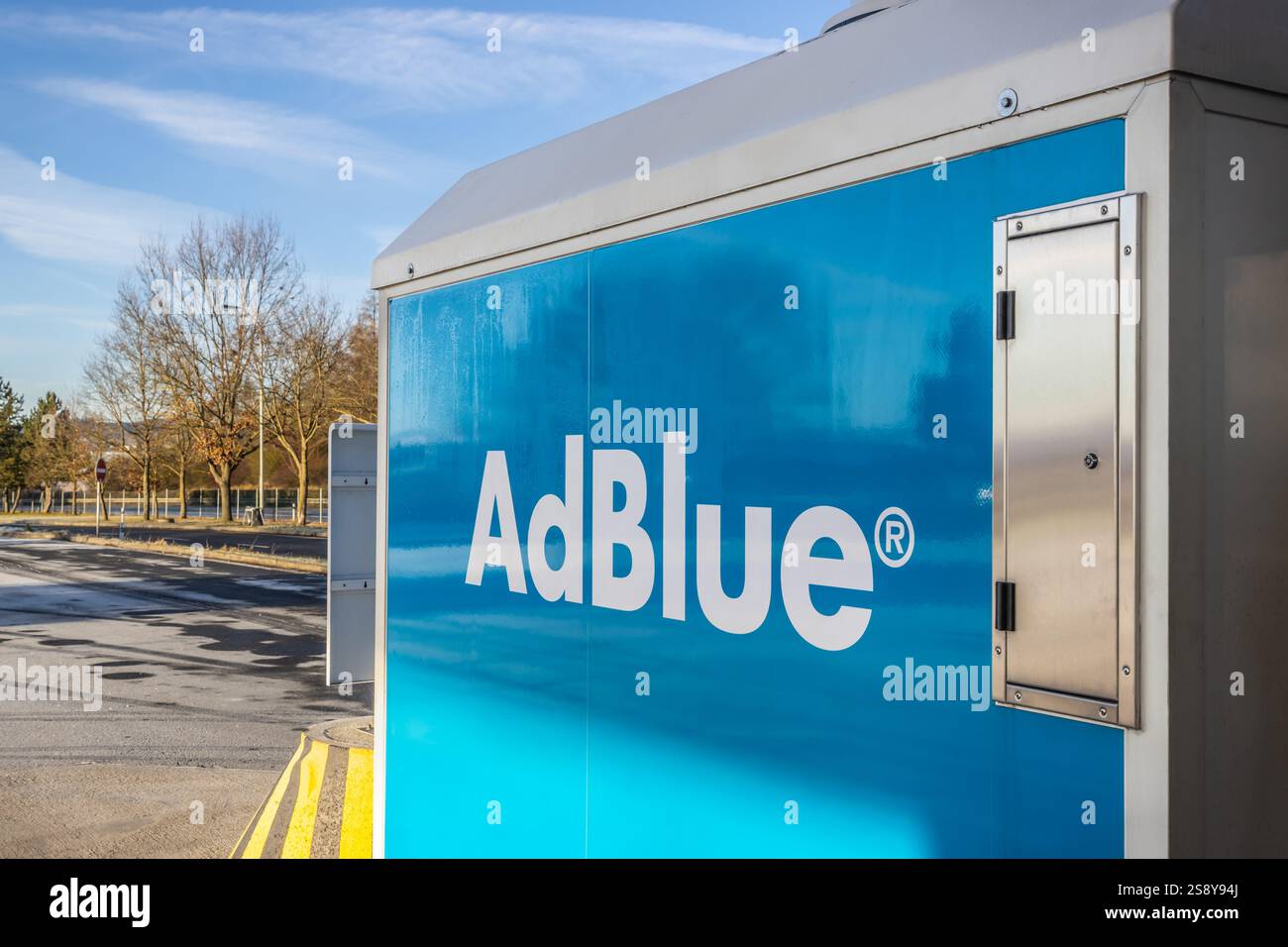 Prag, Czech Republic - December 30, 2024: The AdBlue tank at gas ...
