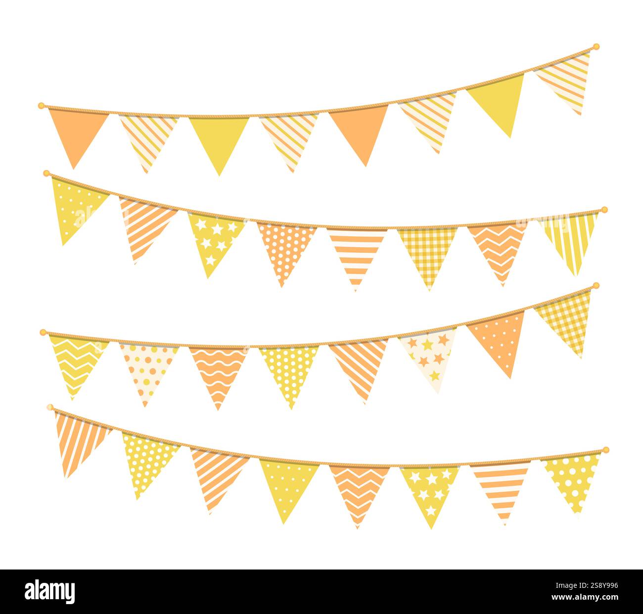 Yellow bunting, design elements for decoration of greetings cards ...