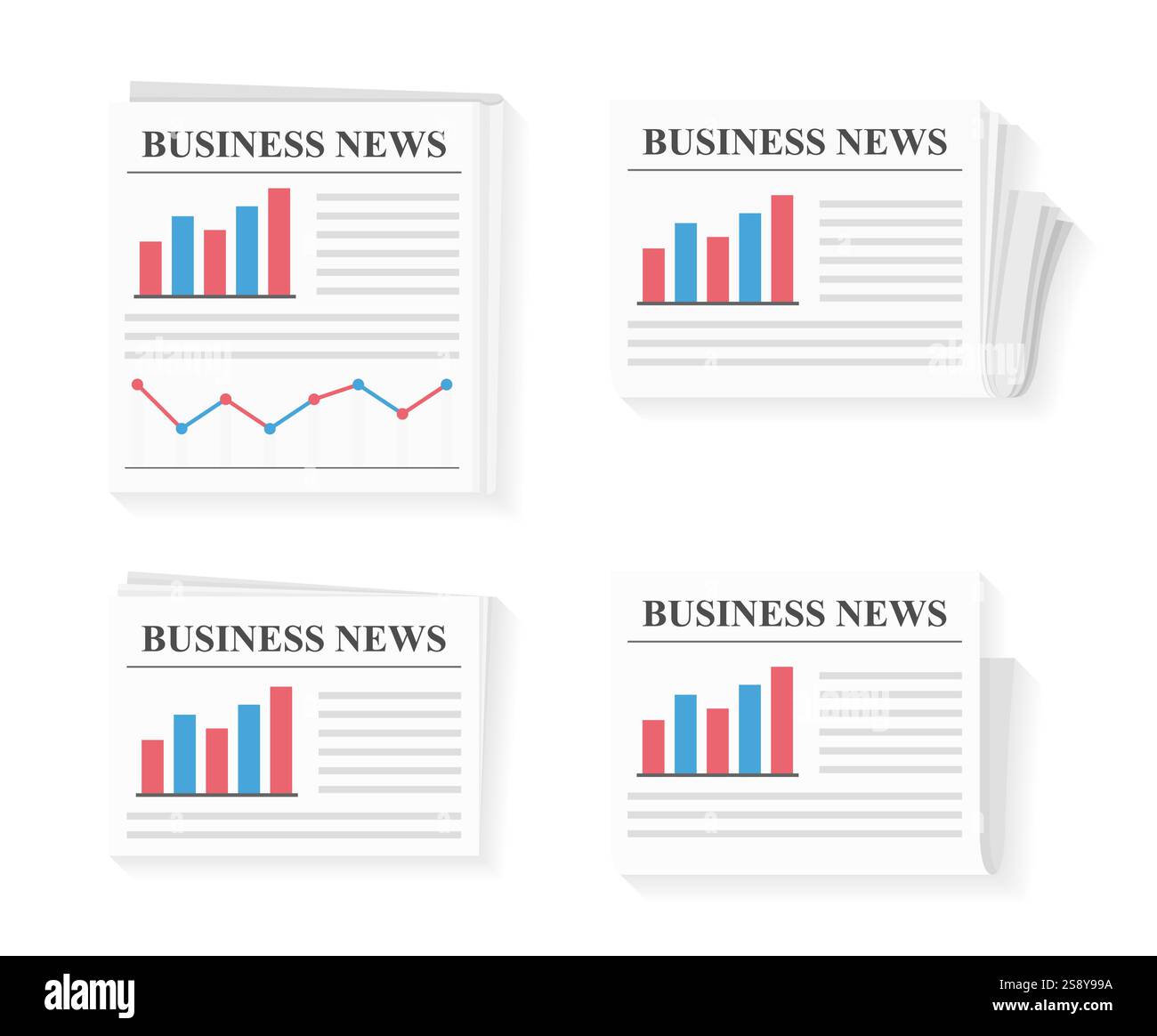 Four newspapers with business news, vector eps10 illustration Stock ...