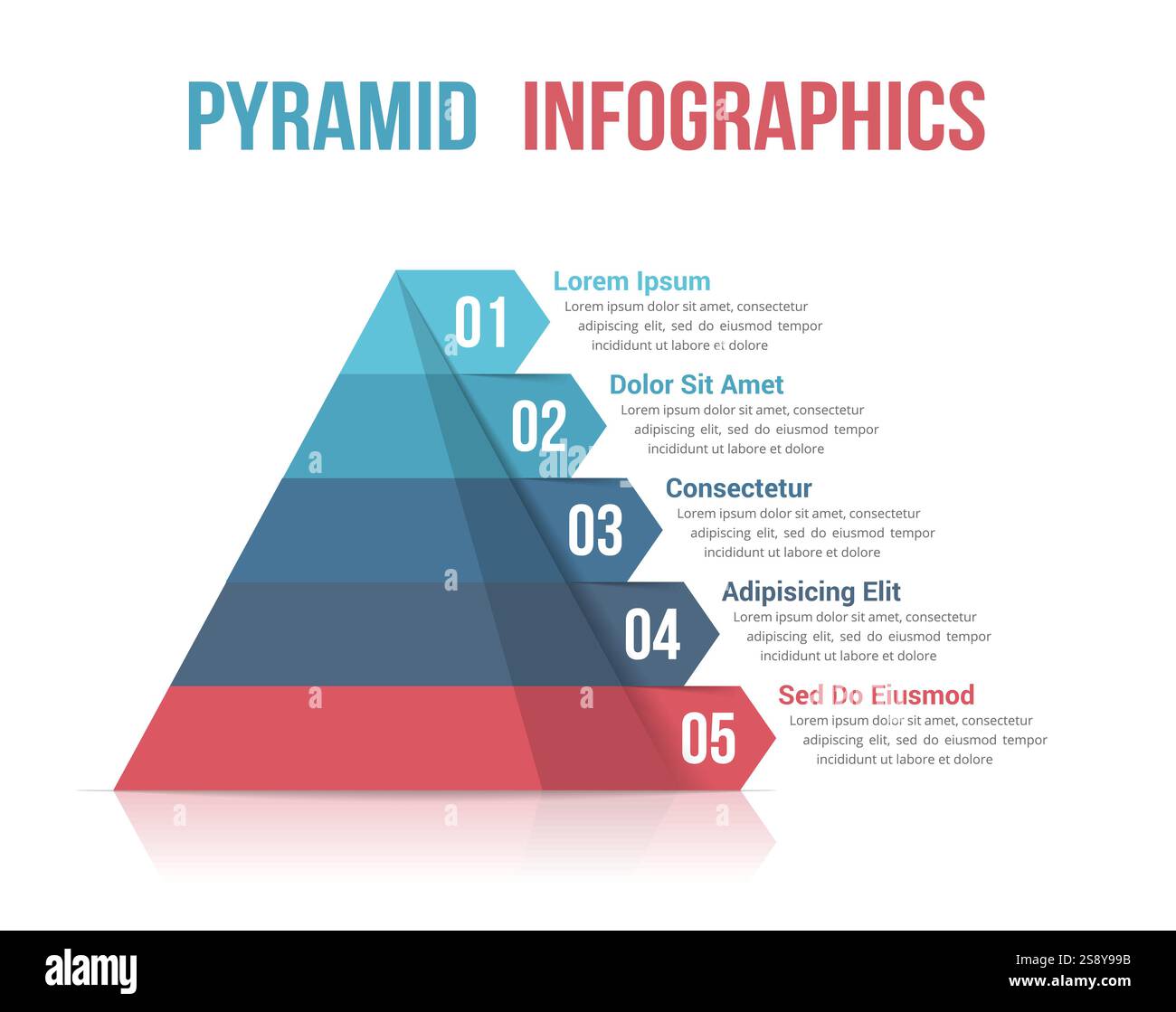 Pyramid with five segments, infographic template for web, business ...