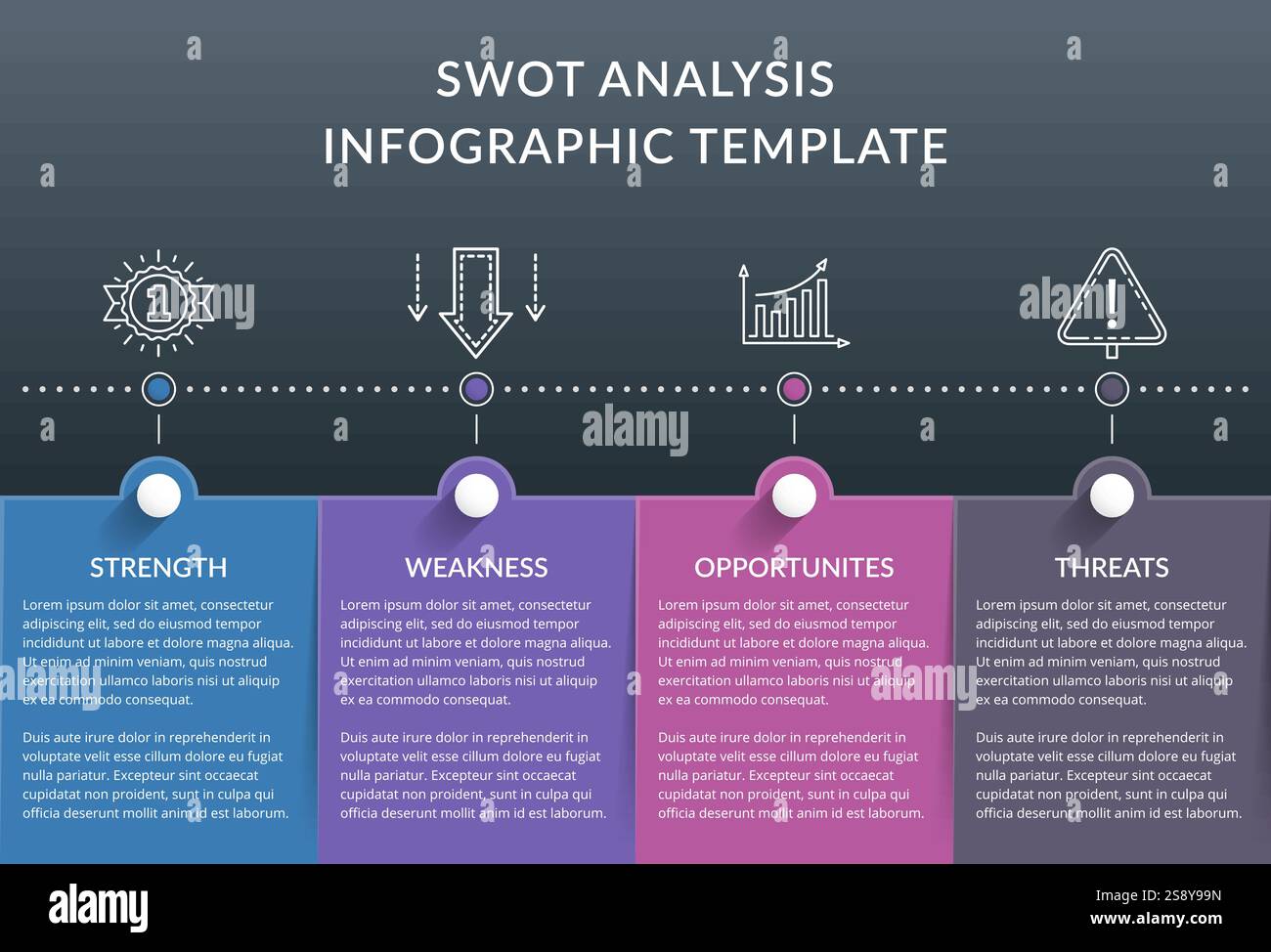 SWOT analysis diagram, infographic template with four elements, vector eps10 illustration Stock ...