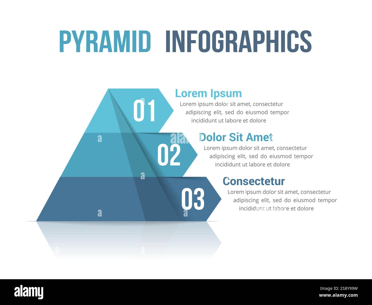 Pyramid with three segments, infographic template for web, business ...