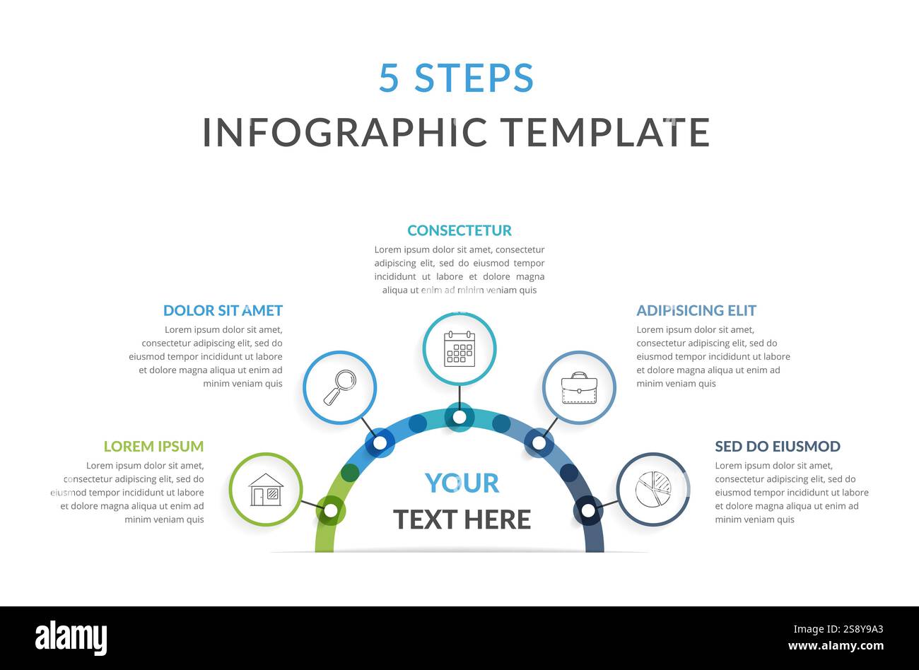 Infographic template with five steps or options, workflow, process chart, vector eps10 ...