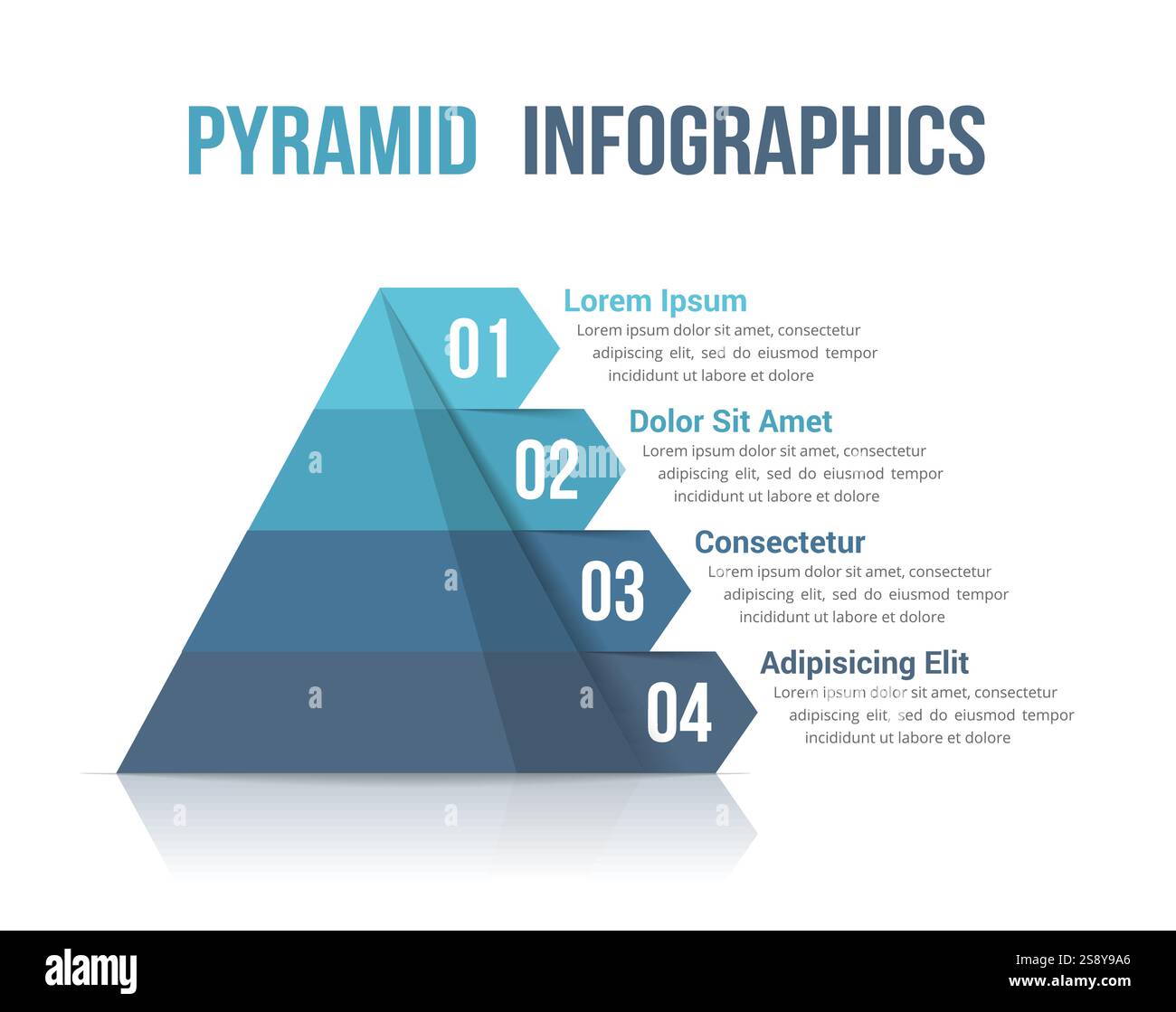 Pyramid with four segments, infographic template for web, business ...