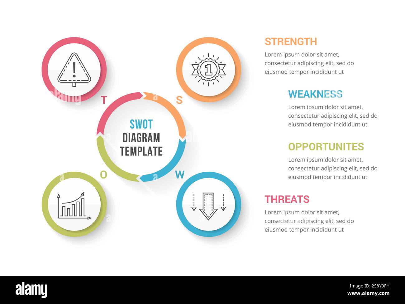 SWOT analysis, circle diagram, infographic template, vector eps10 ...