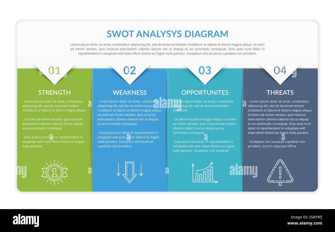SWOT analysis diagram, infographic template with four elements, vector eps10 illustration Stock ...