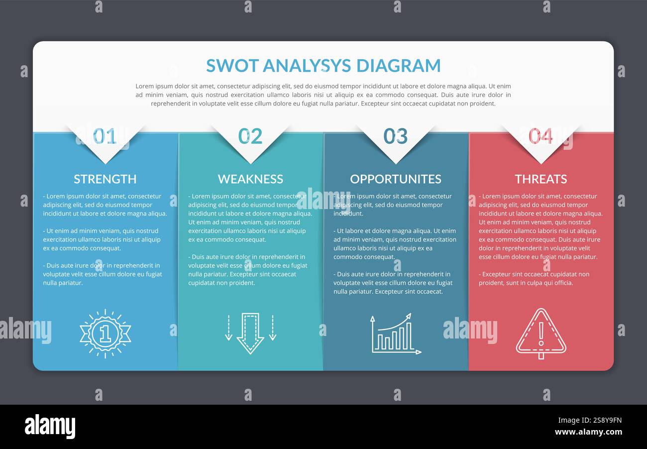 SWOT analysis diagram, infographic template with four elements, vector eps10 illustration Stock ...