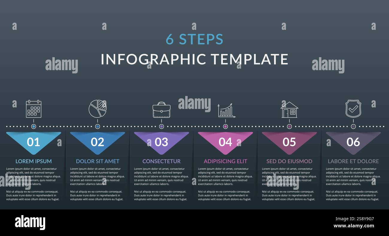 Infographic template with 6 steps, workflow, process chart, vector ...