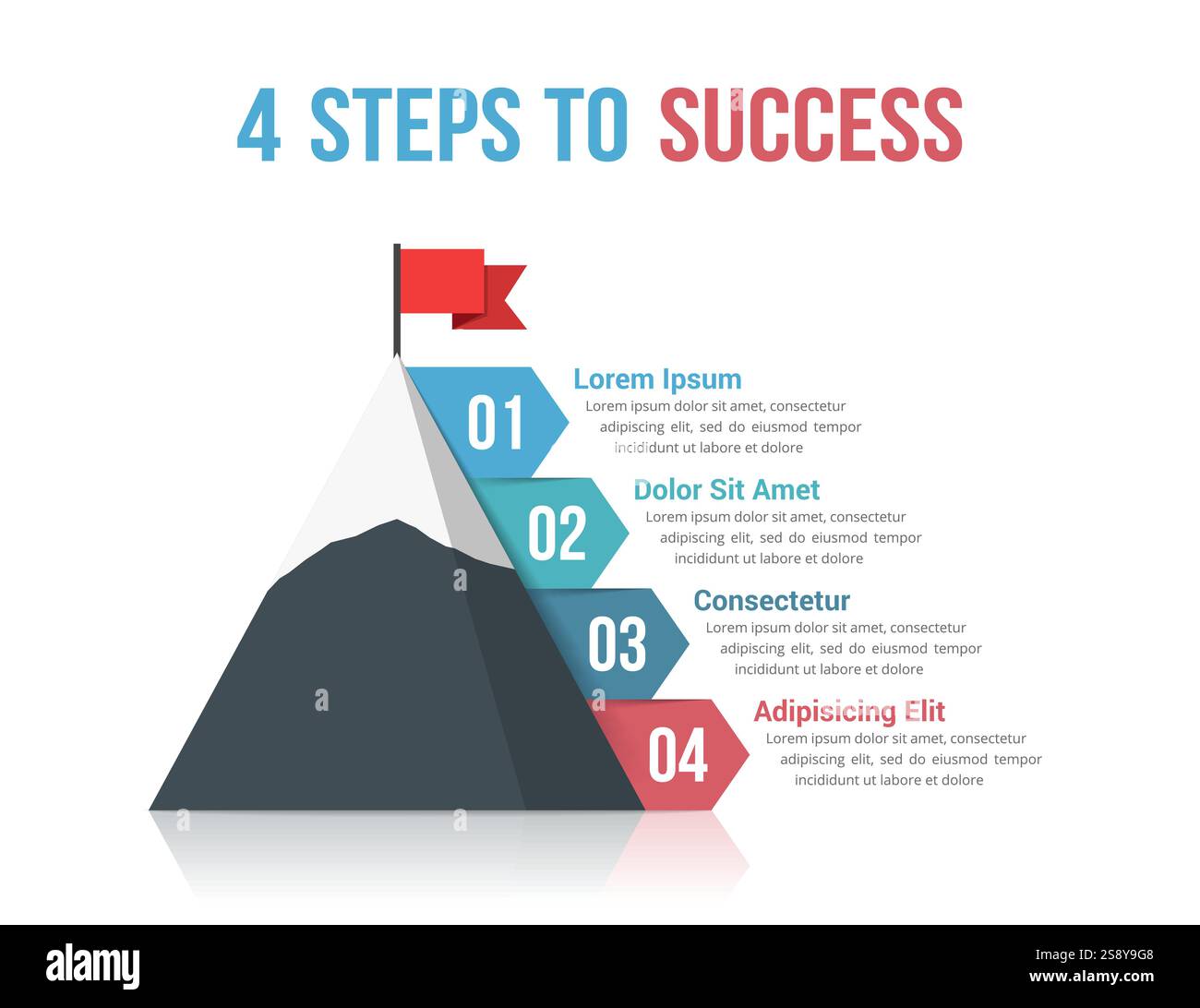 4 Steps to success infographics, leadership or motivation concept ...