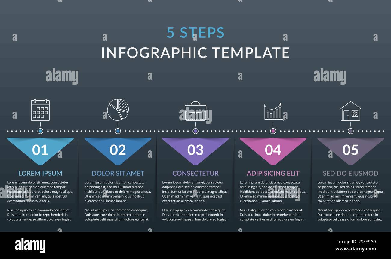 Infographic template with 5 steps, workflow, process chart, vector ...
