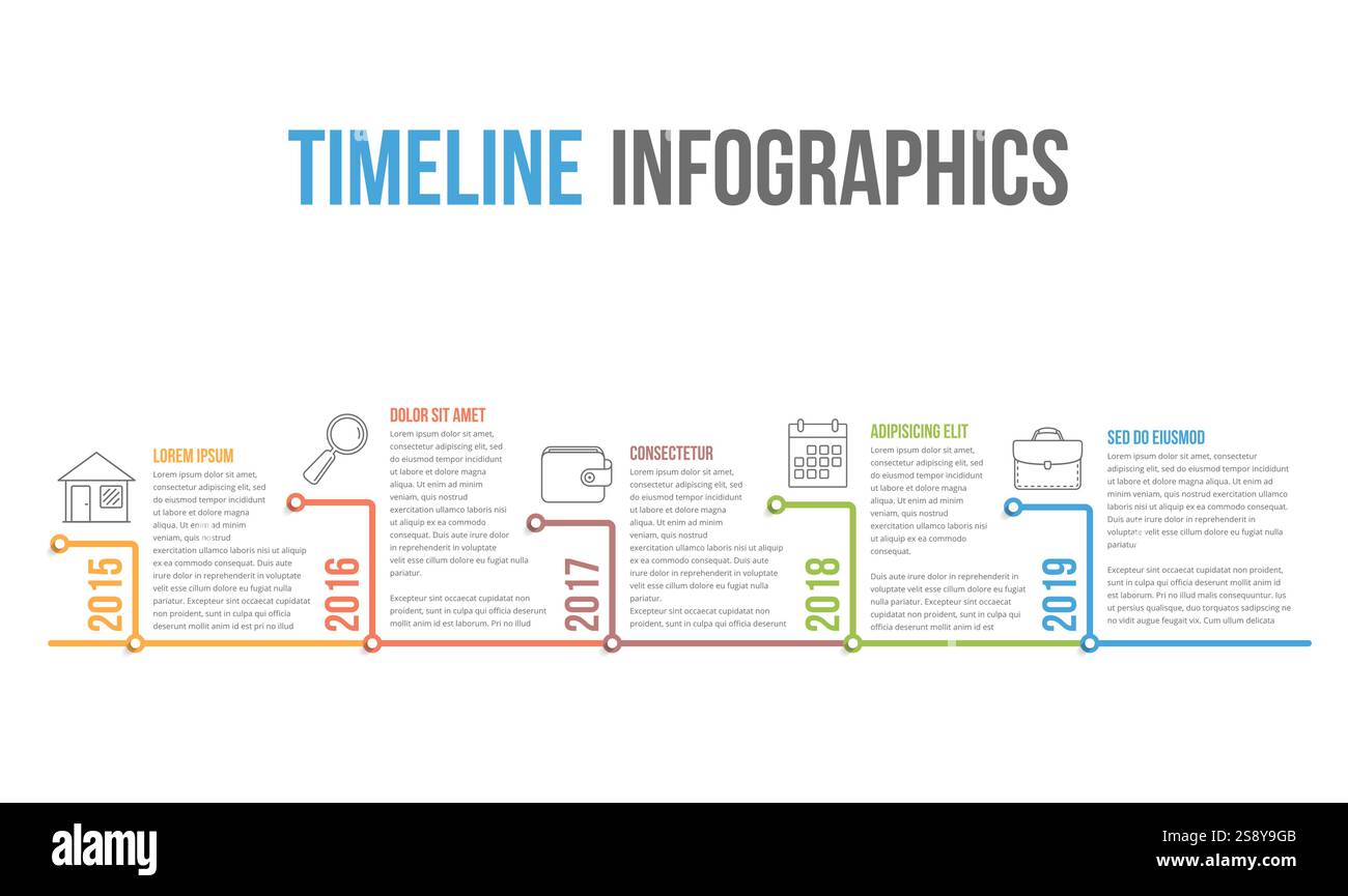 Horizontal timeline infographics template, workflow or process diagram ...