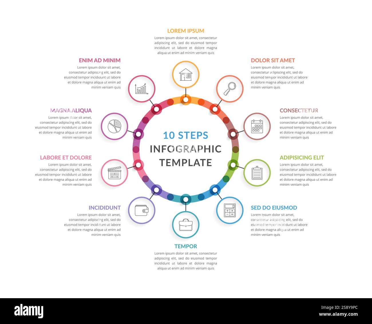 Circle infographic template with ten elements, steps or options ...