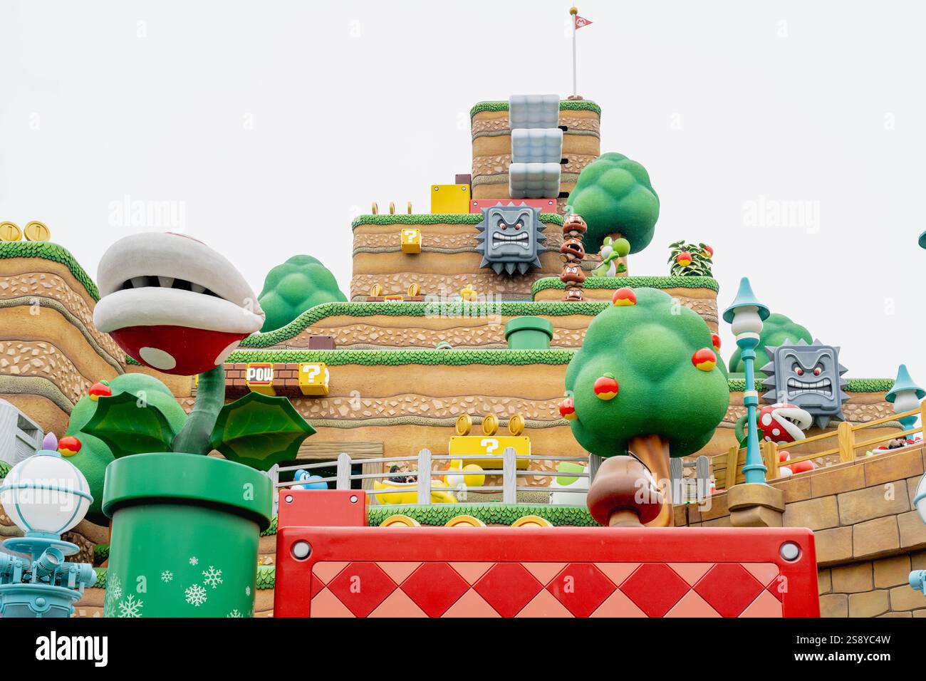 Osaka, Japan - January 9, 2024: Nintendo characters and park scenery ...