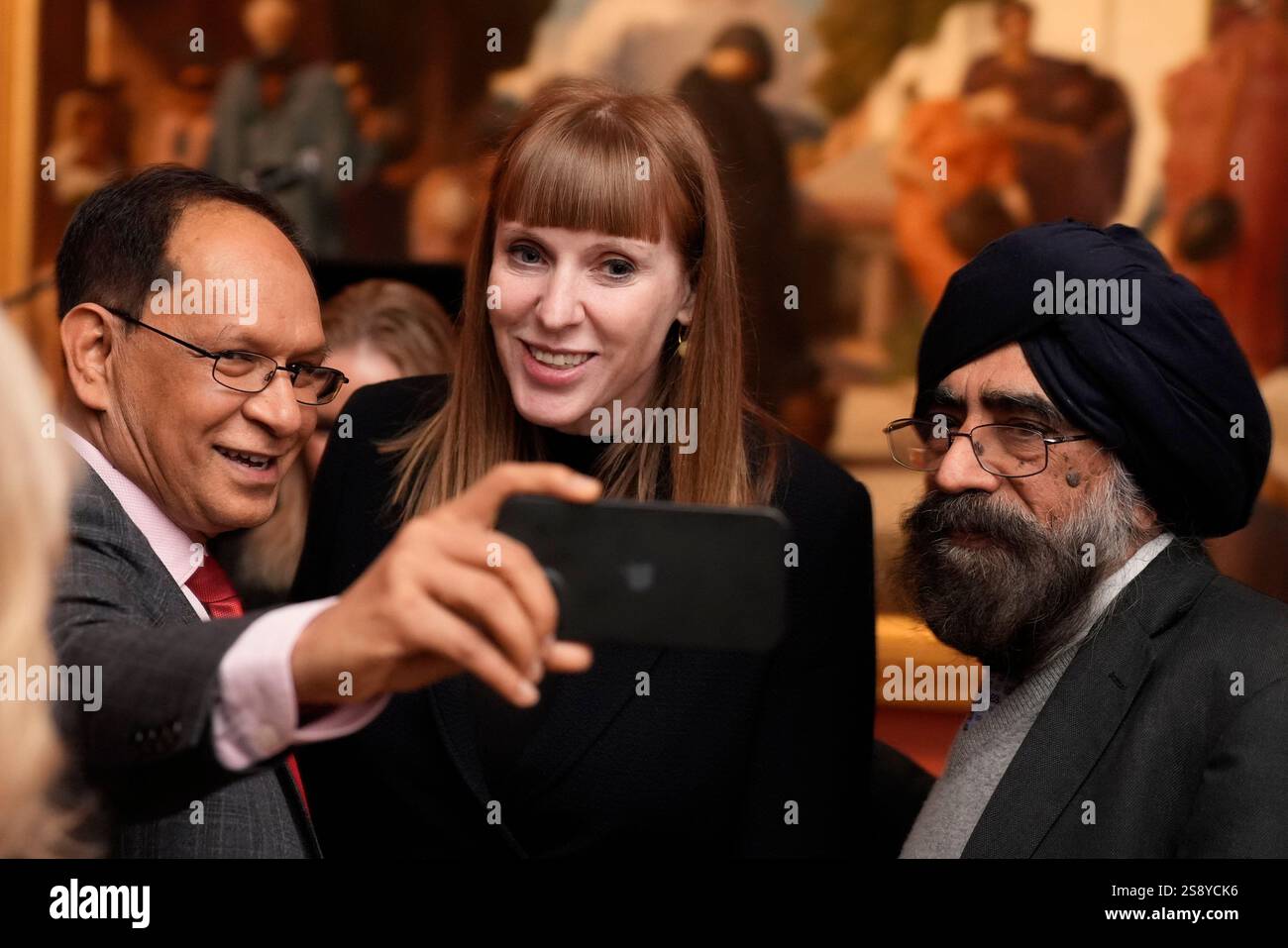 Deputy Prime Minister Angela Rayner takes a selfie with Professor Iqbal ...