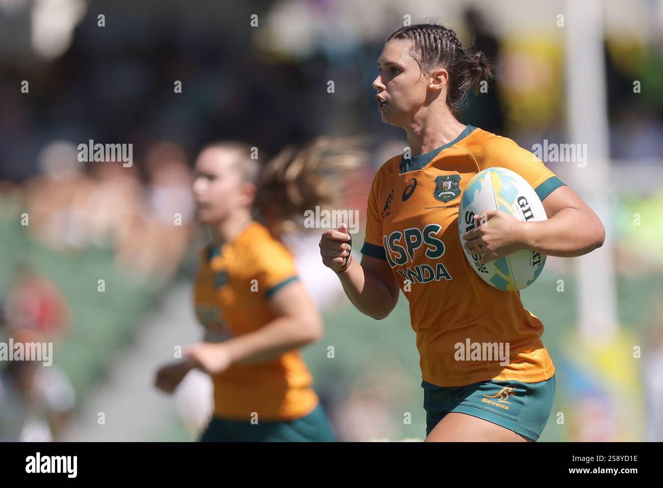 Teagan Levi of Australia scores a try against China during the Rugby ...