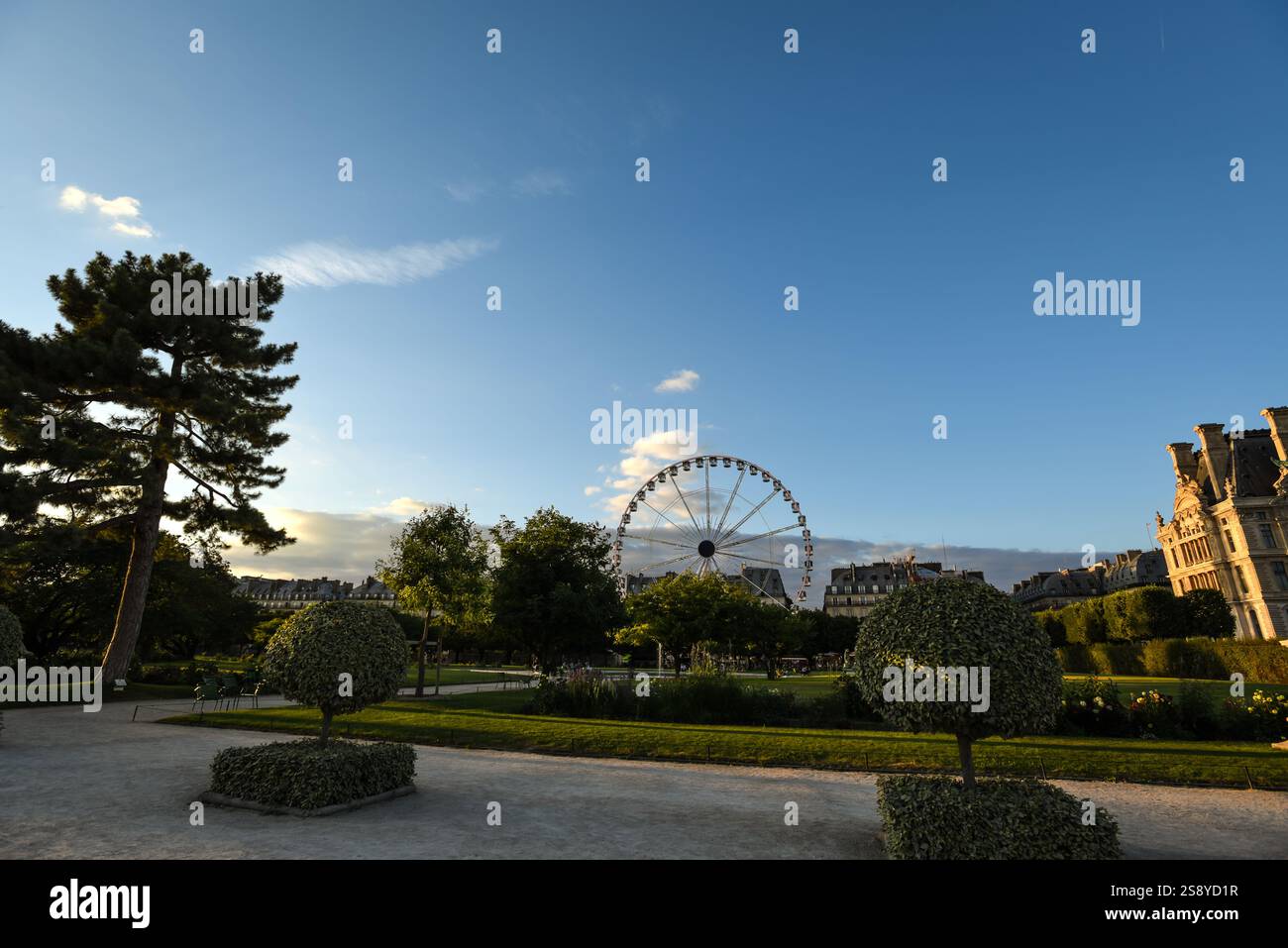 Ferris Wheel at Jardin des Tuileries with Louvre in View at Golden Hour ...
