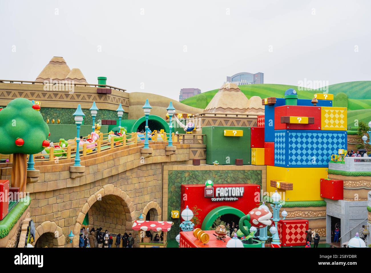 Osaka, Japan - January 9, 2024: Nintendo characters and park scenery ...