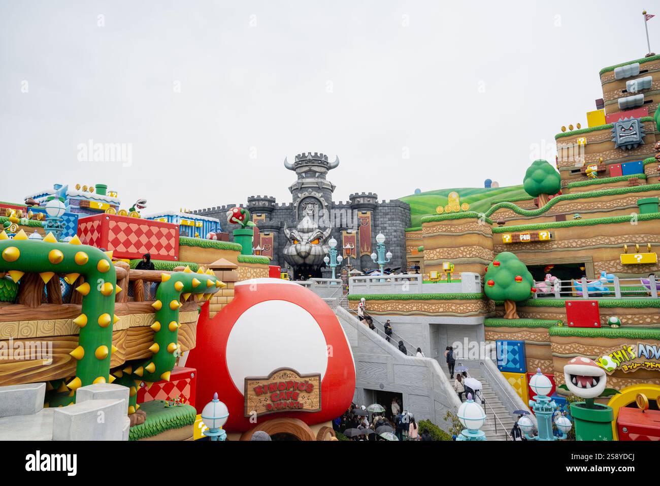 Osaka, Japan - January 9, 2024: Scenery of the entrance to Koopa Castle ...