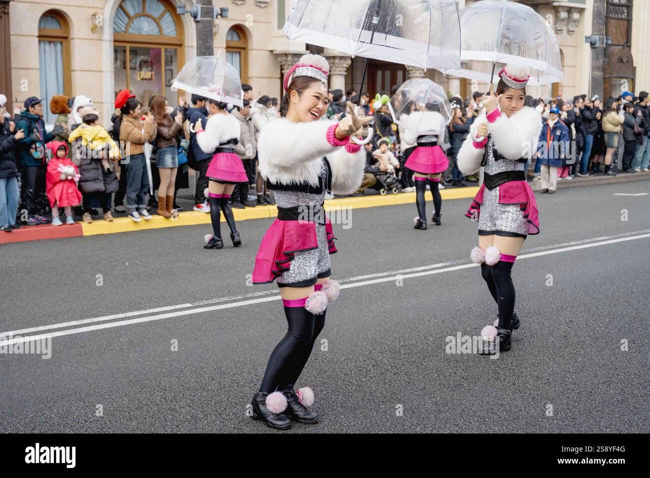 Osaka, Japan - January 9, 2024:The large parade with performers at ...