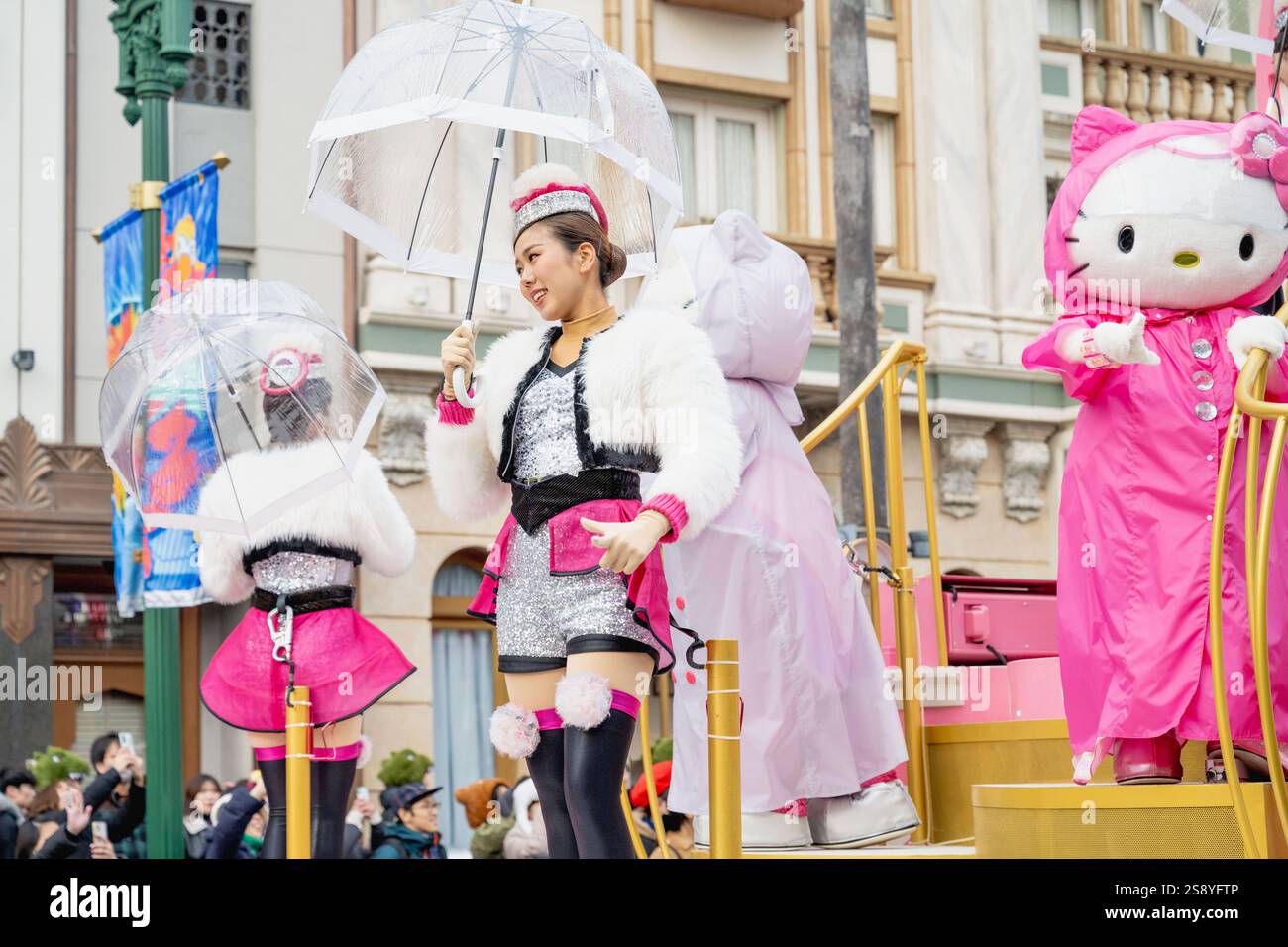 Osaka, Japan - January 9, 2024:The large parade with performers at ...