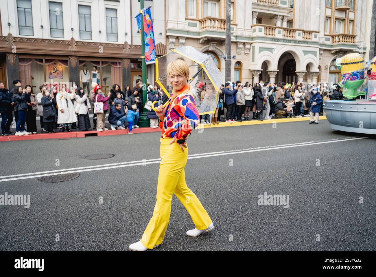 Osaka, Japan - January 9, 2024:The large parade with performers at ...