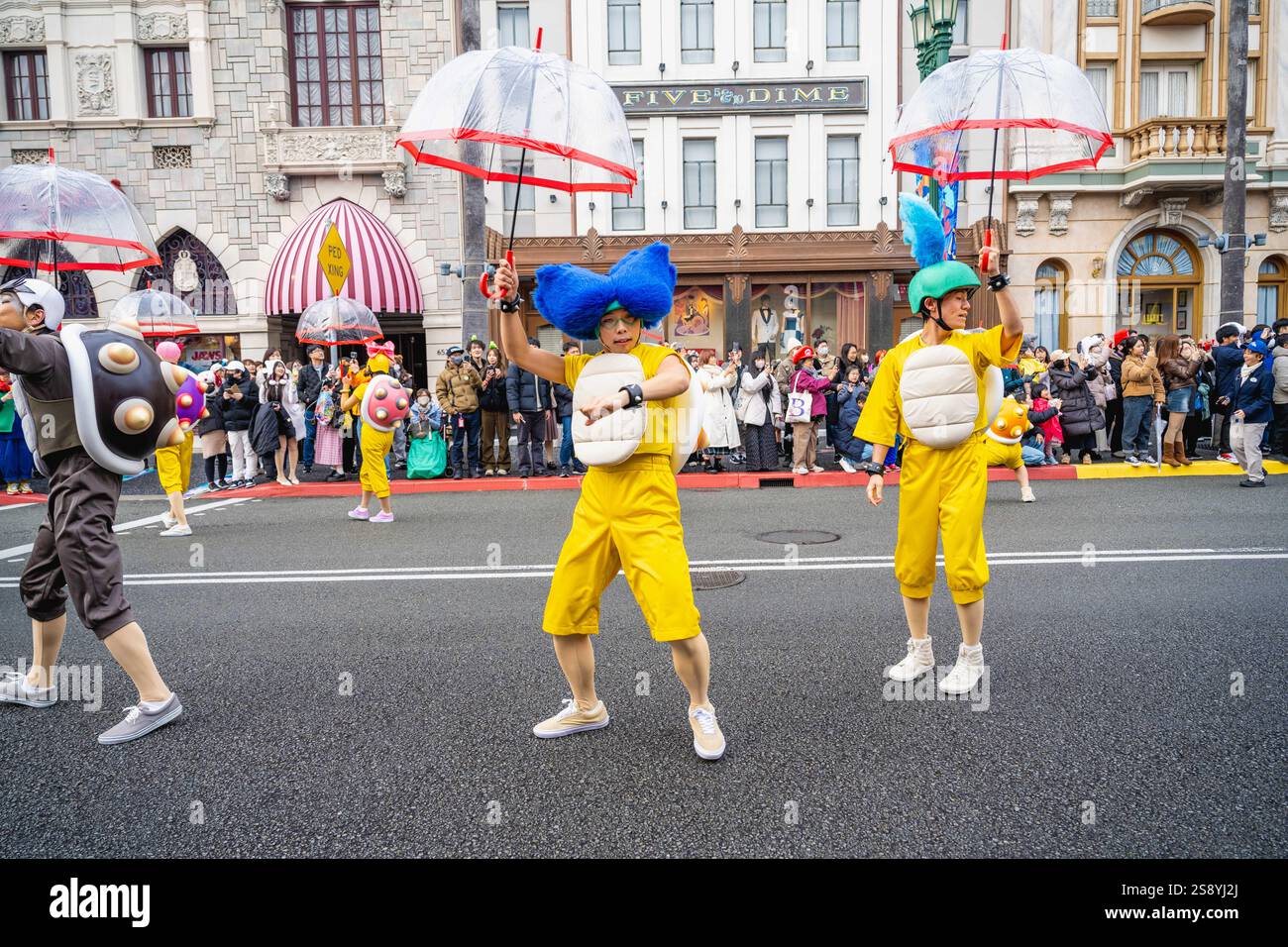 Osaka, Japan - January 9, 2024:The large parade with performers at ...