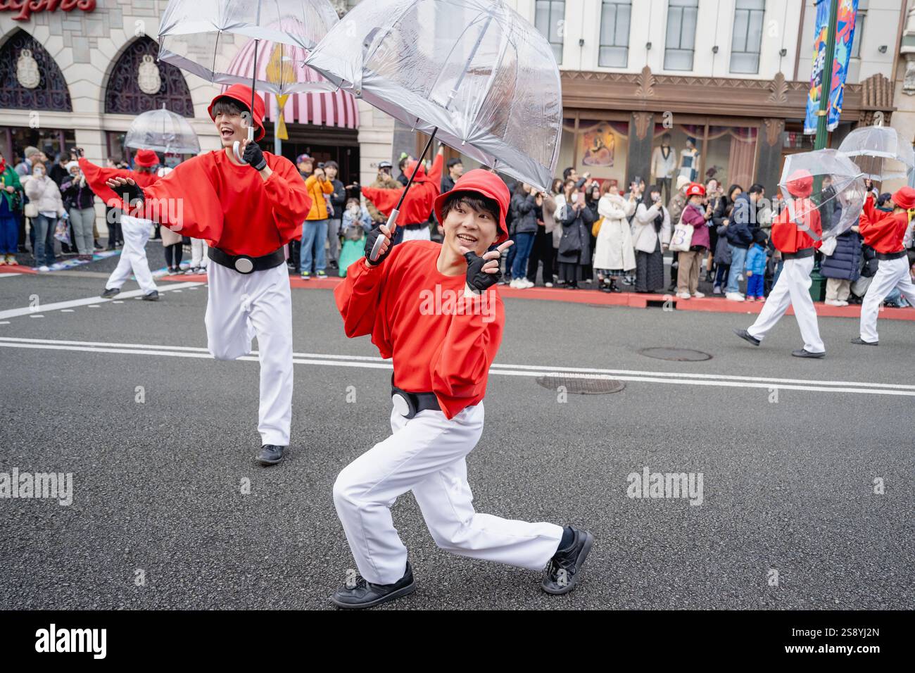 Osaka, Japan - January 9, 2024:The large parade with performers at ...