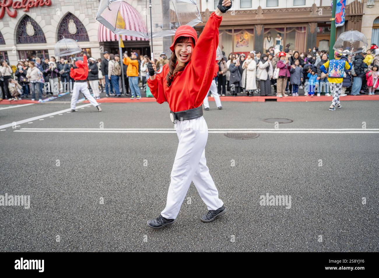Osaka, Japan - January 9, 2024:The large parade with performers at ...