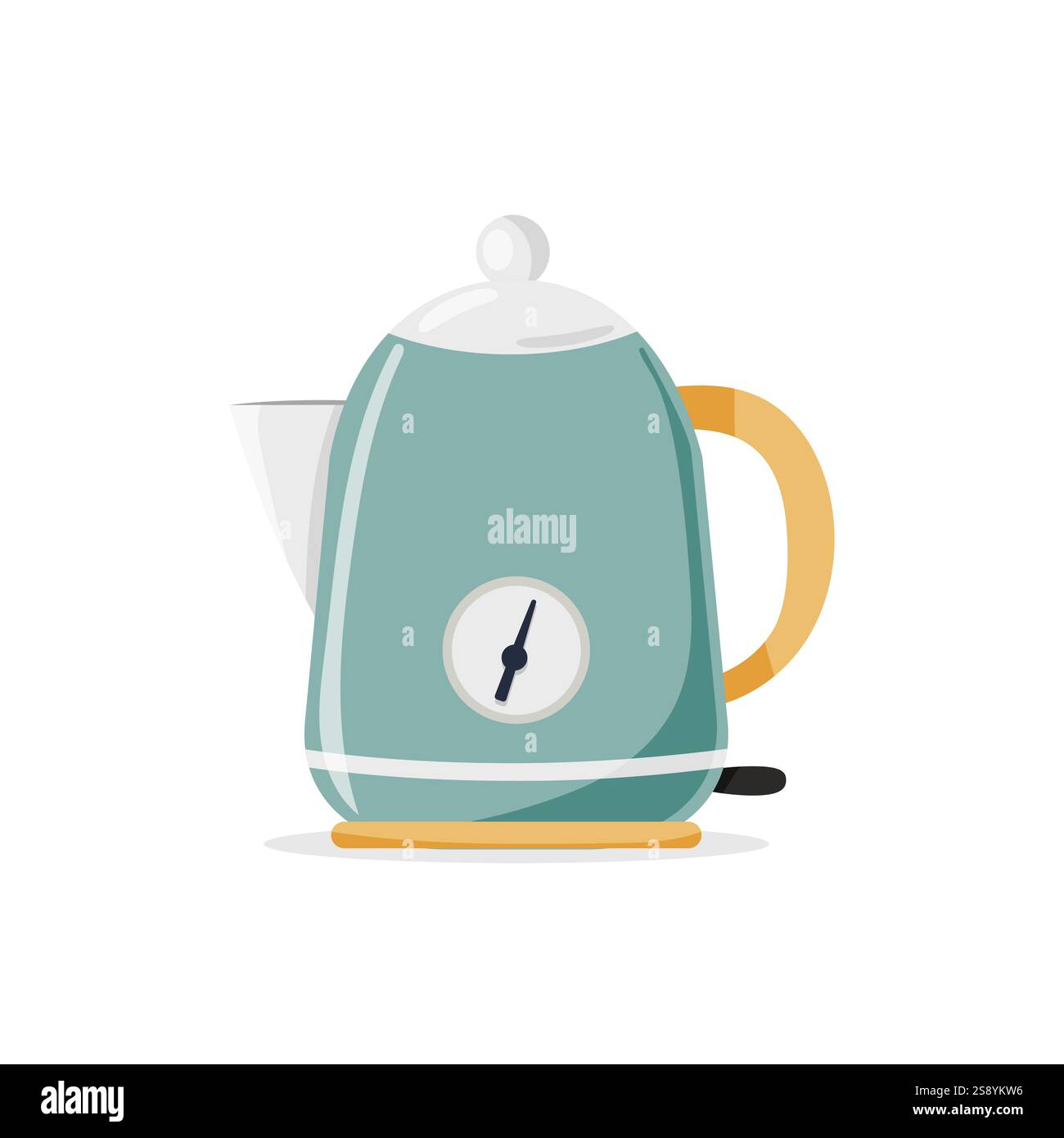 Electric kettle vector illustration in retro style, isolated on white ...