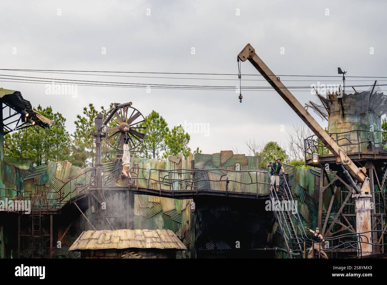 Osaka, Japan - January 9, 2024:waterworld large parade with performers ...