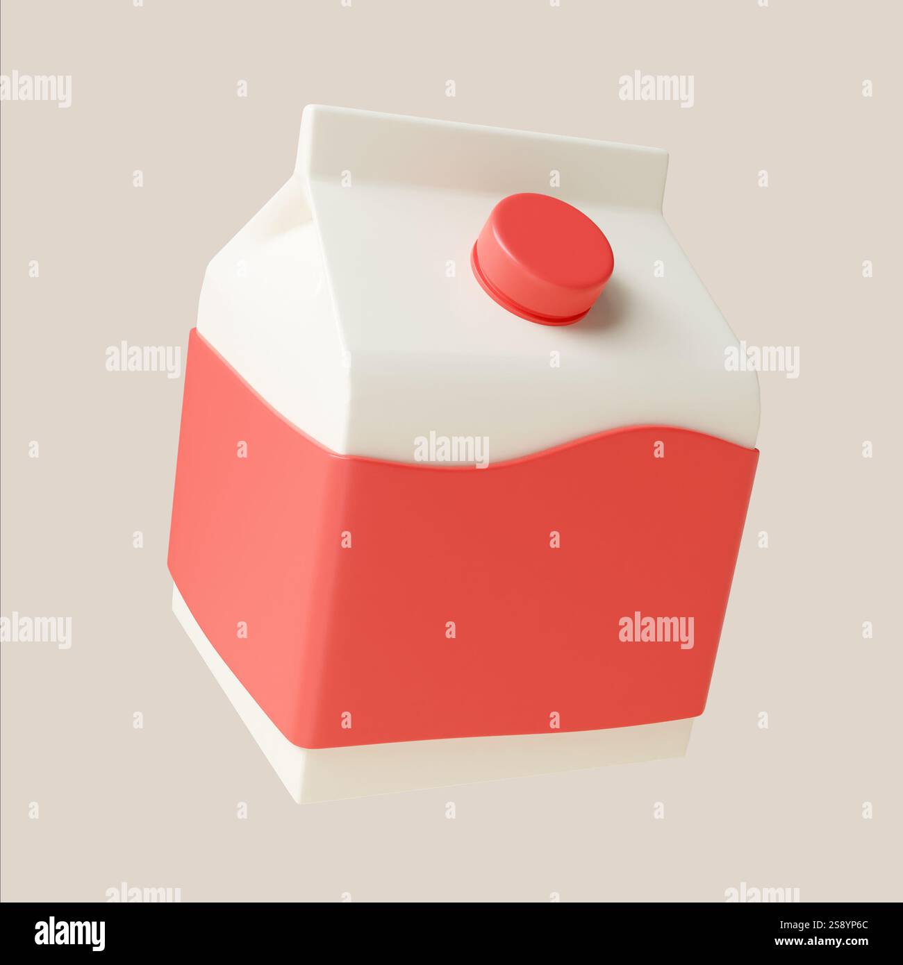 Stylish pink and white milk carton design with round cap 3D render ...