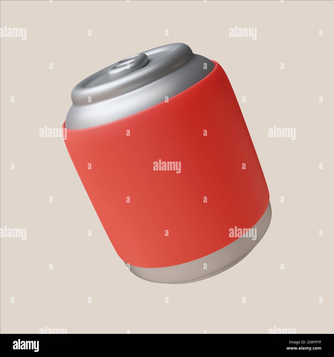 Sleek red soda can design with metallic top and modern aesthetic 3D ...