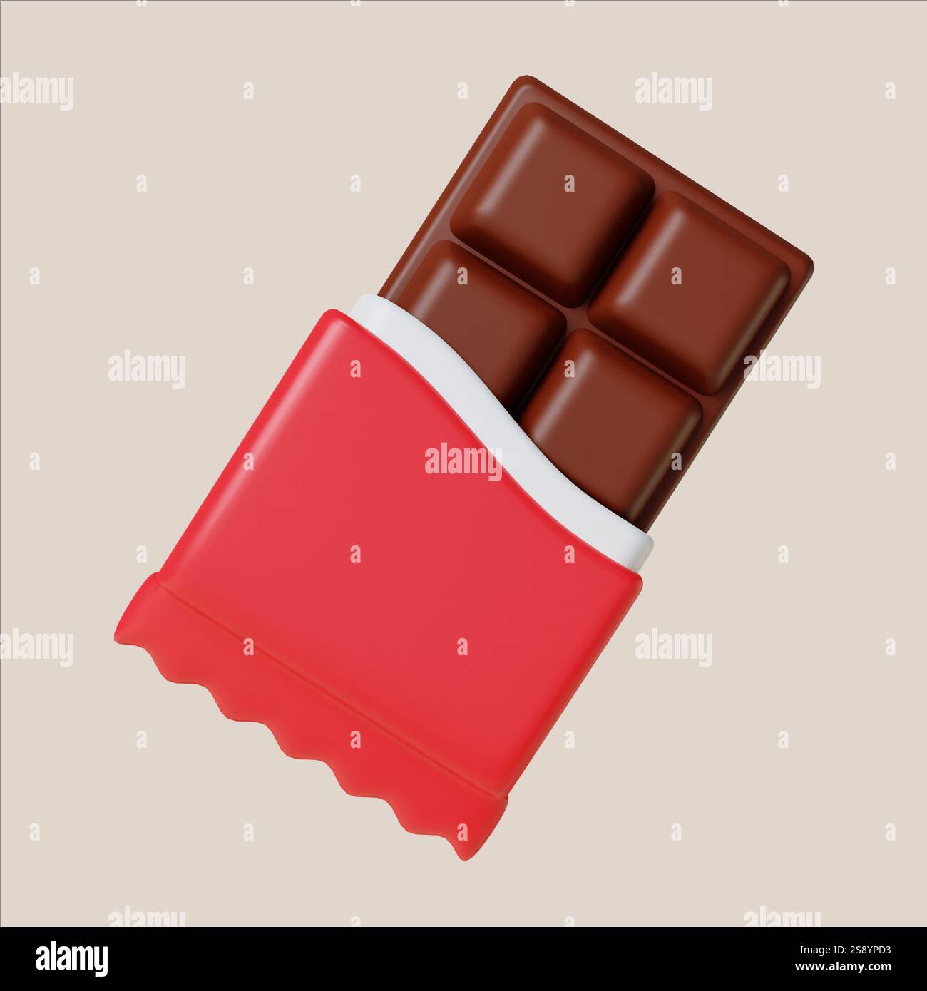 Indulgent chocolate bar wrapped in a bright red wrapper for a sweet ...