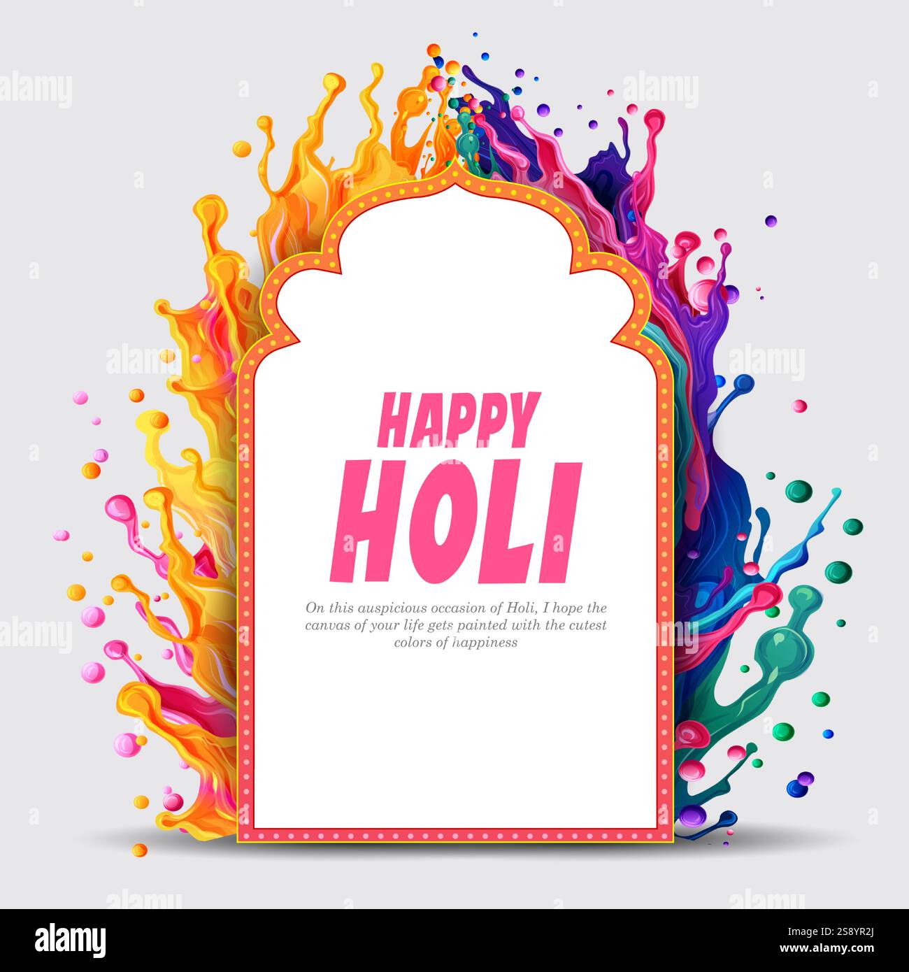 illustration of abstract colorful fluid splashes of liquid color for festival of colors Happy ...