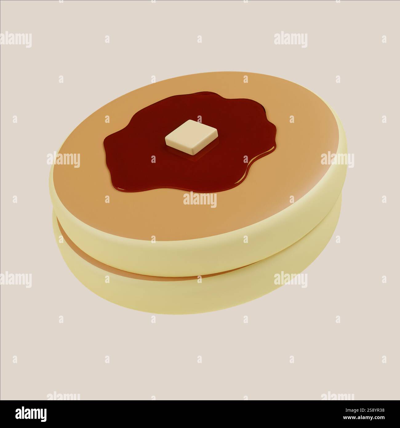 Delicious round dessert with creamy layer and cherry jam topping 3D ...