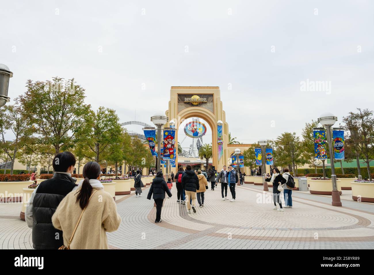 Osaka, Japan - Jan 09, 2024: Entrance of Universal Studios Japan(USJ) ,very popular theme park ...