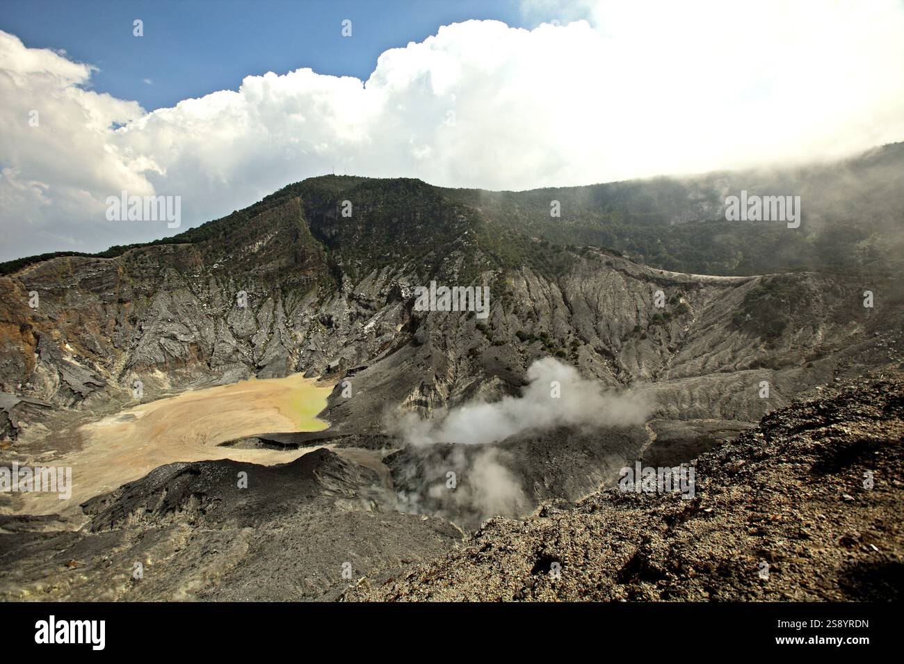 Craters of Mount Tangkuban Perahu volcano in Lembang, West Bandung ...