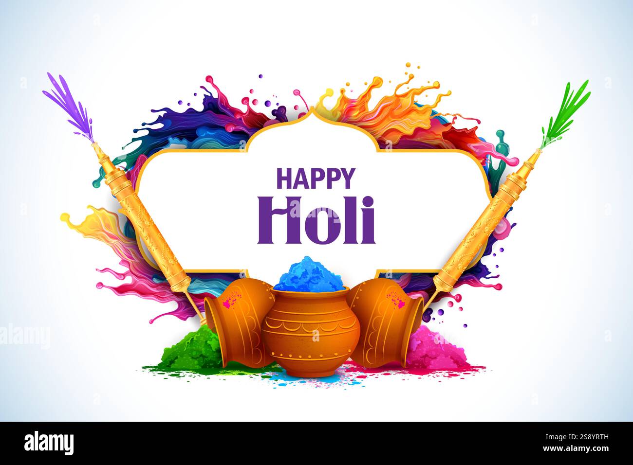 Happy Holi background of India celebration greetings Stock Vector Image ...