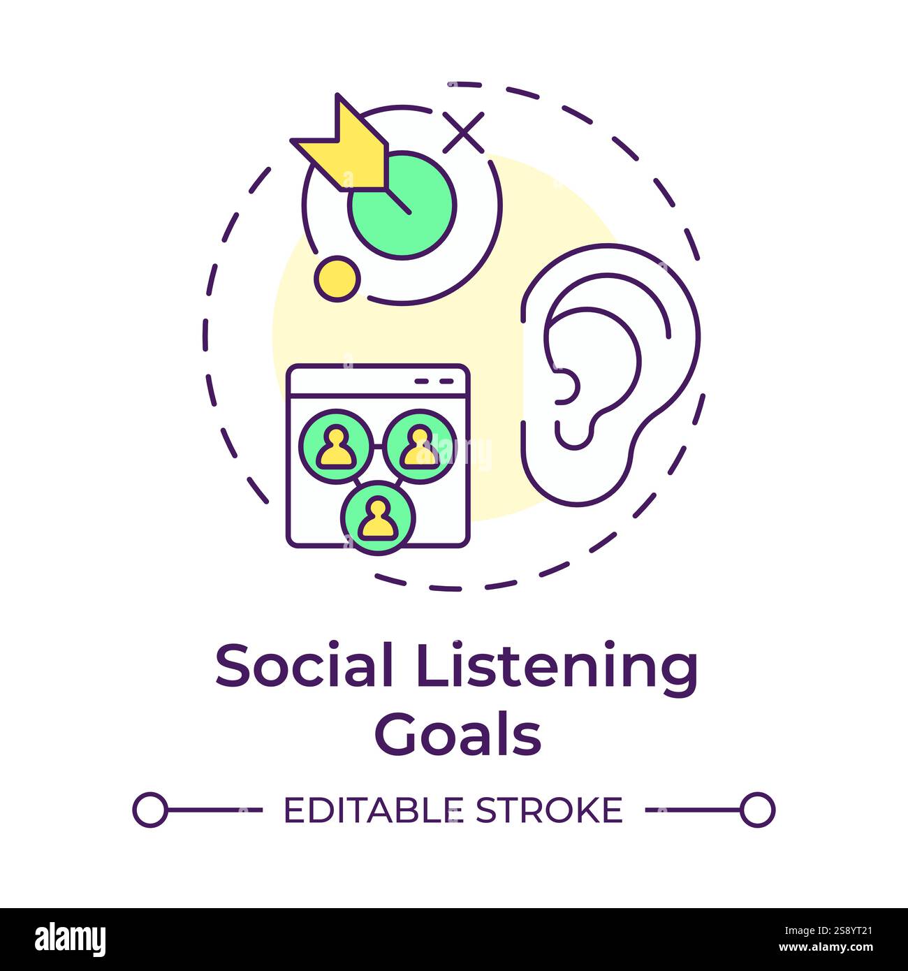 Social listening goals multi color concept icon Stock Vector Image ...