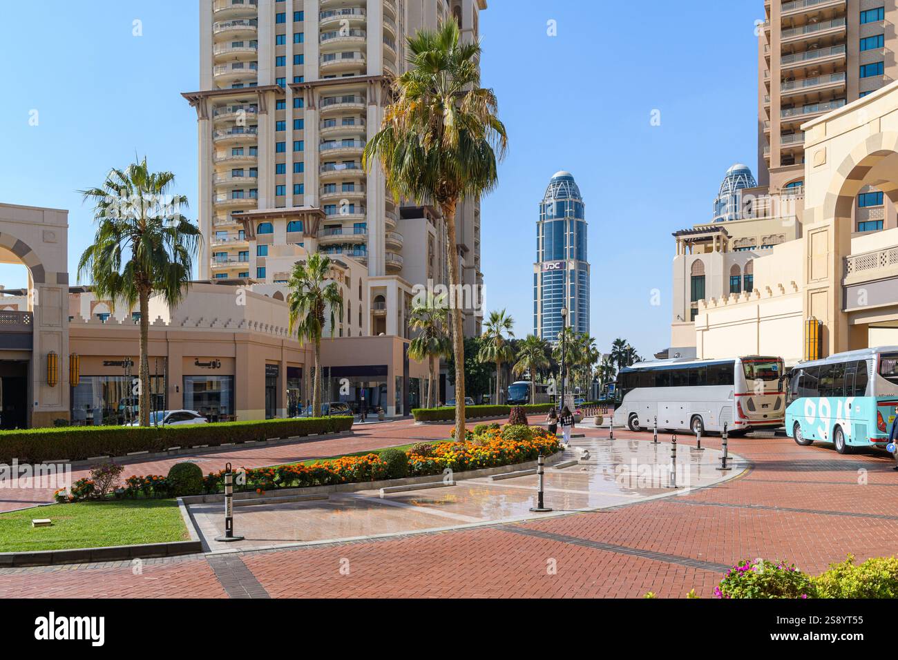 Doha, Qatar - January 4, 2025: A bustling city center in Doha with ...