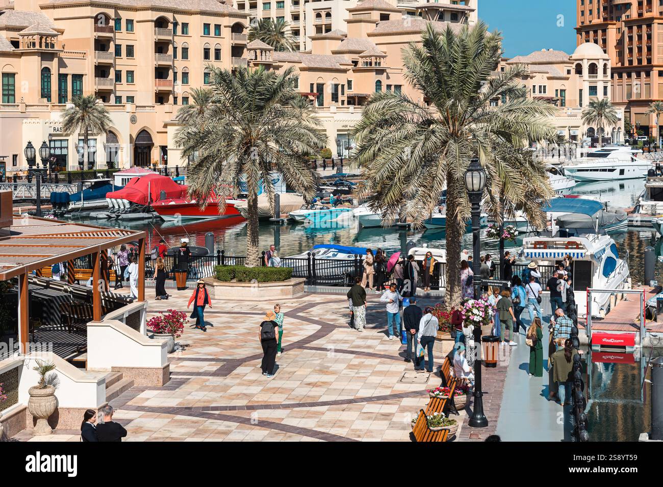 Doha, Qatar - January 4, 2025: A bustling marina at The Pearl-Qatar ...