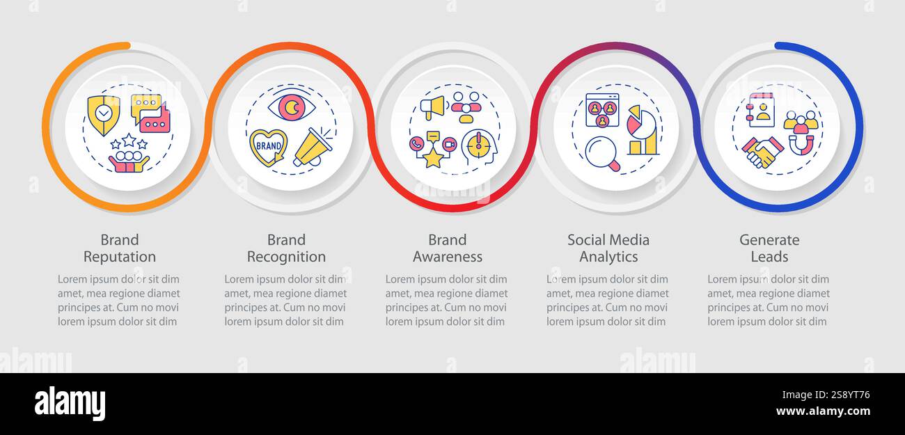 Brand reputation tracking infographics circles sequence Stock Vector ...