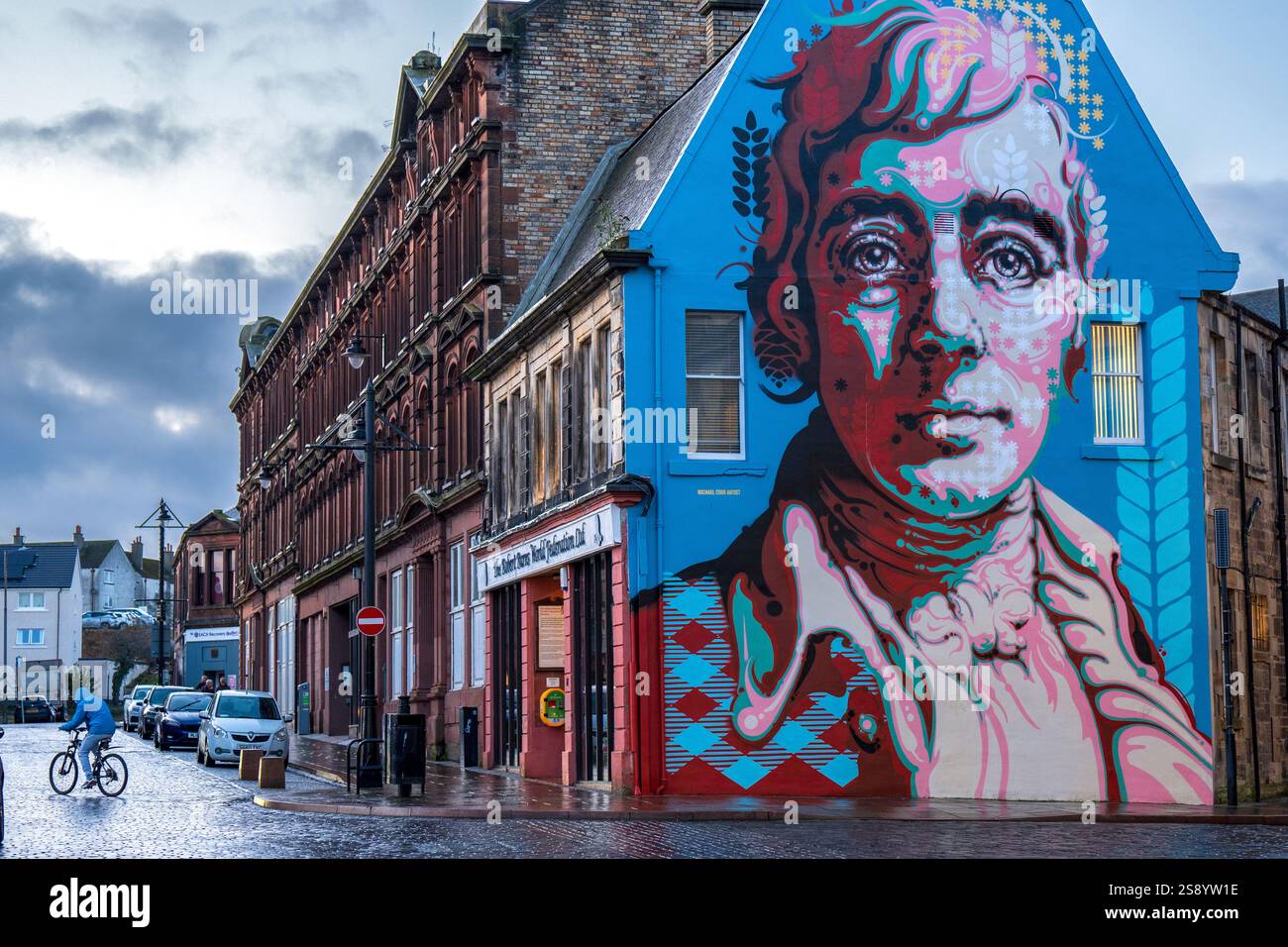 The Robert Burns Mural, created by artist Michael Corr last year, on ...