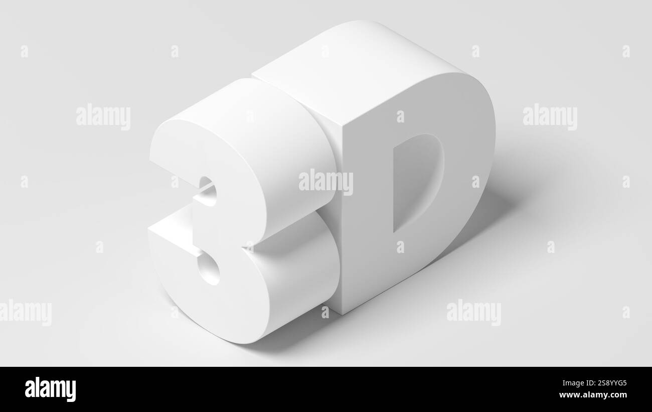 White 3D text. 3d illustration Stock Photo - Alamy