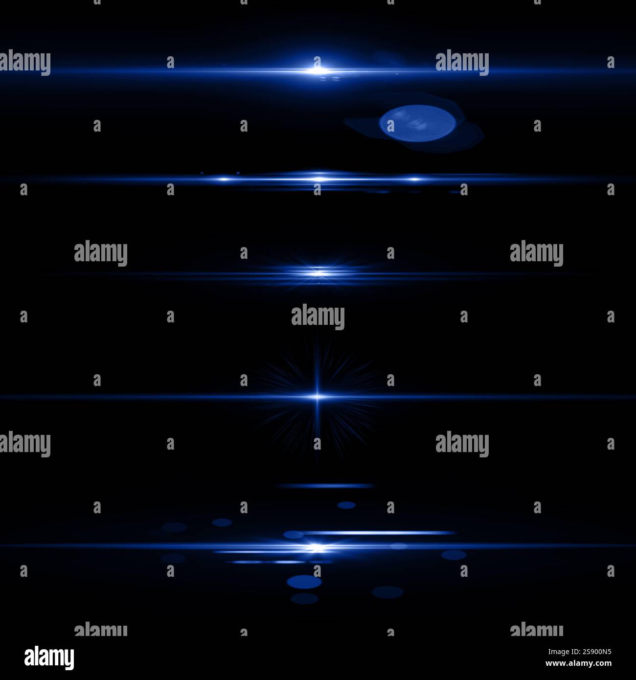Lens flares for photography and anamorphic lens flare. Set of beautiful ...