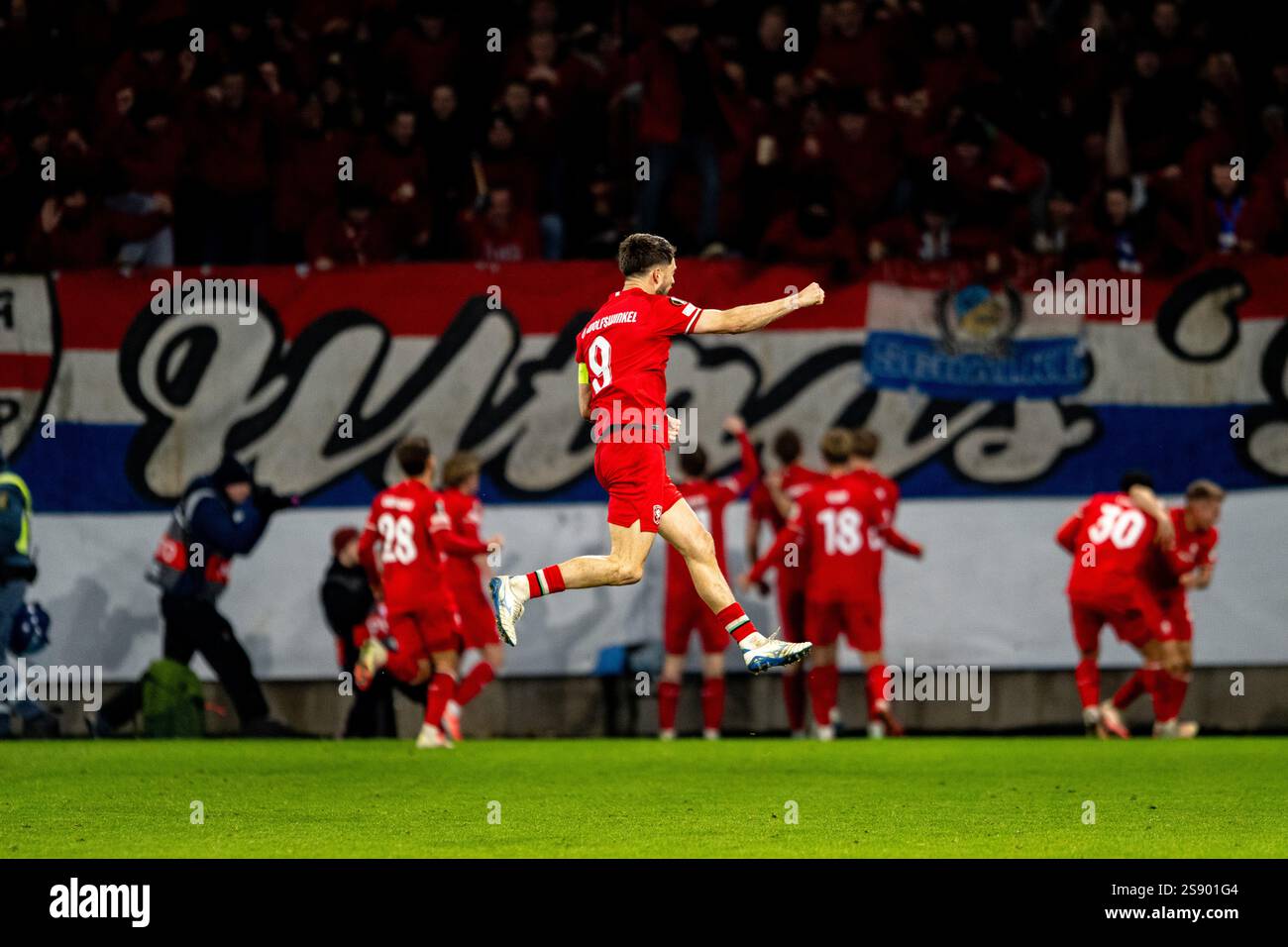 Malmo, Sweden. 23rd, January 2025. Ricky van Wolfswinkel (9) of FC Twente seen in celebratation ...